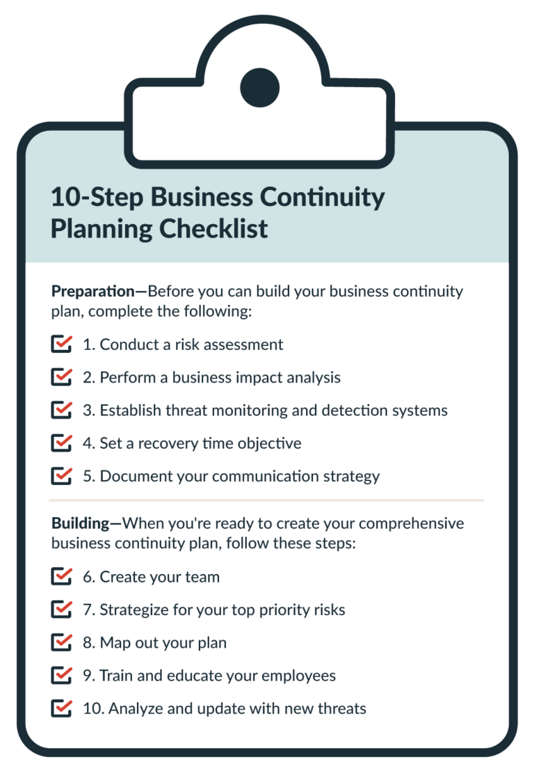 10-Step Business Continuity Plan Checklist [+Template]